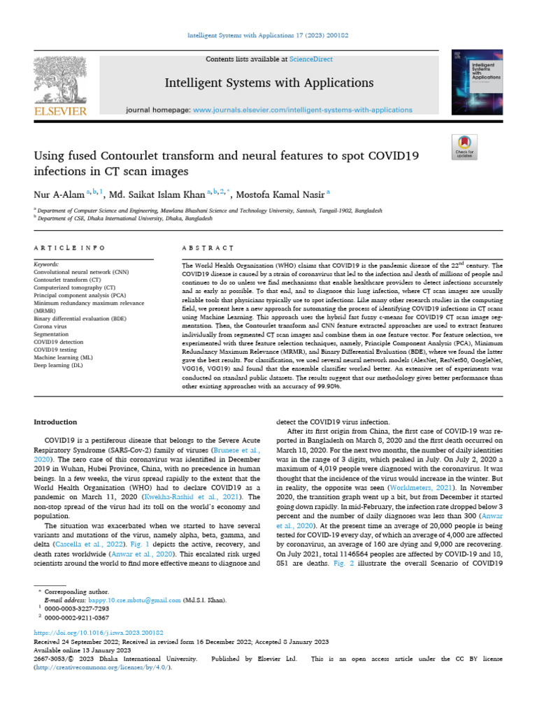 Intelligent Systems With Applications: Nur A-Alam, Md. Saikat Islam ...