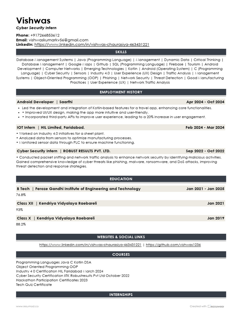 Vishwas - Cyber Security Intern | PDF | Computer Security | Security