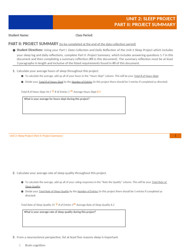 Sleep Project Summary and Analysis | PDF | Sleep | Behavioural Sciences