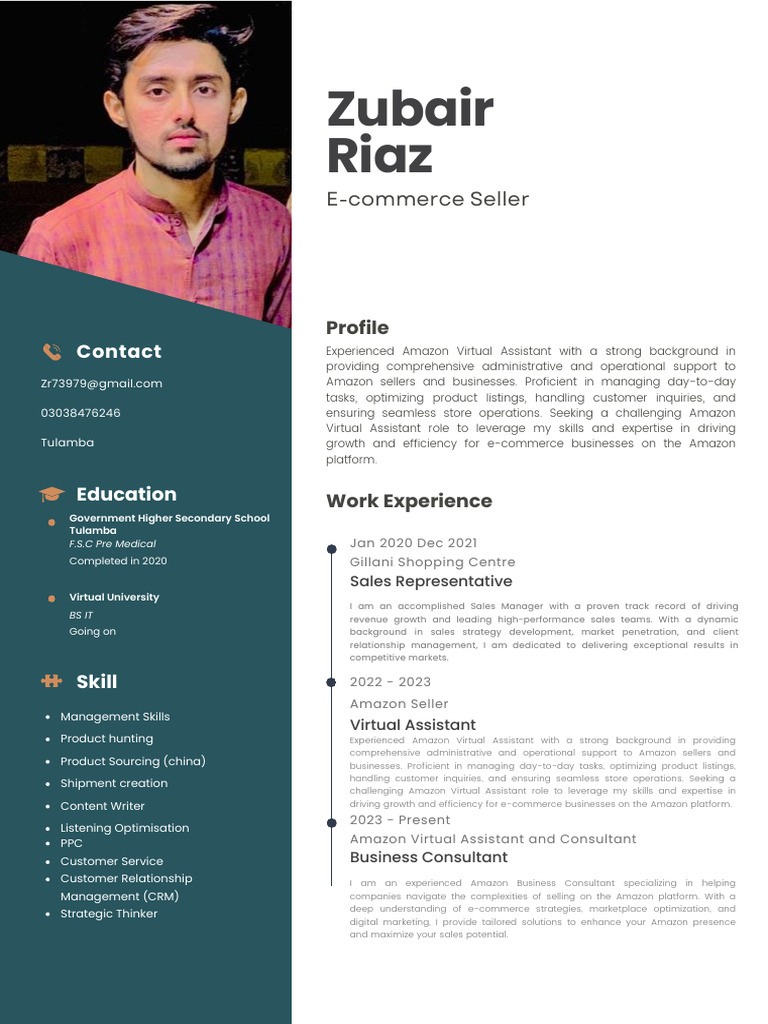 Zubair Riaz CV | PDF | Sales | Customer Relationship Management