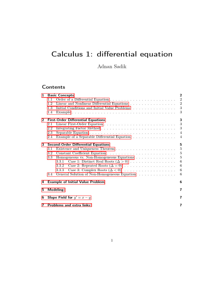 Calculus 1 Differential Equation | PDF | Mathematics | Equations