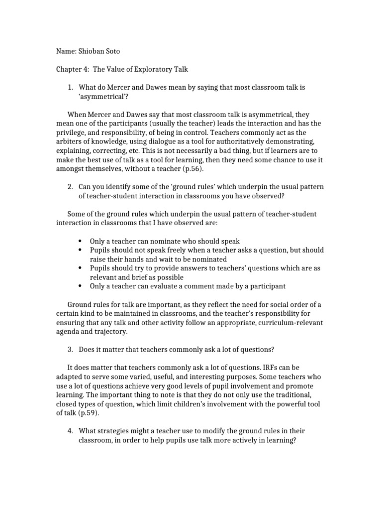 Enhancing Classroom Exploratory Talk | PDF | Teachers | Classroom