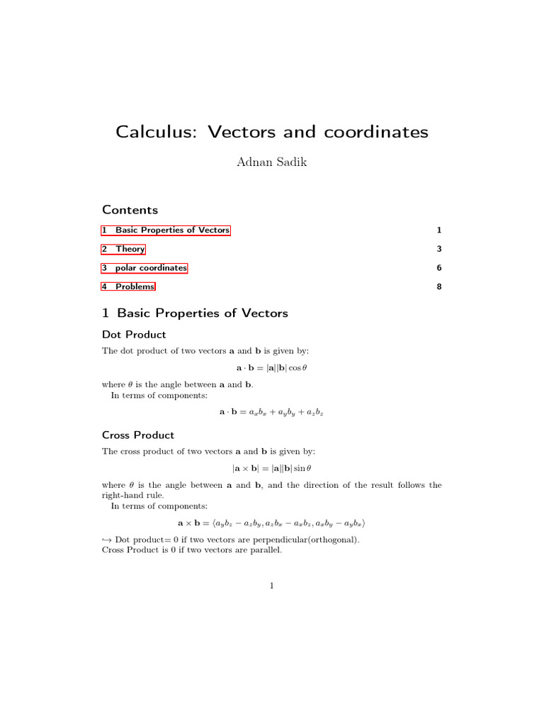 Calculus Vectors and Coordinates | PDF | Euclidean Vector | Coordinate ...