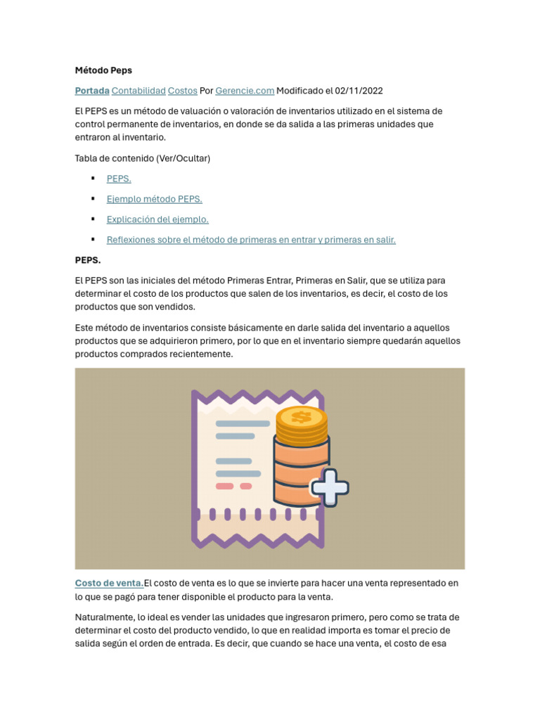 Método Peps | PDF | Valoración (Finanzas) | Business