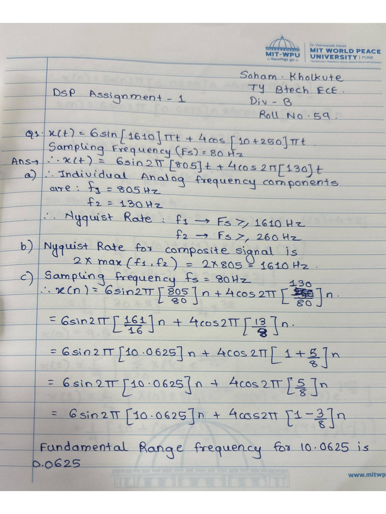 DSP Assignment | PDF