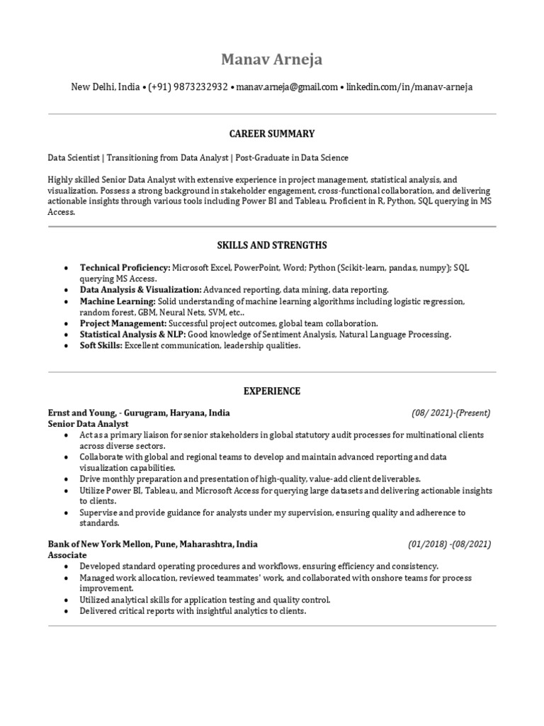 Manav Arneja Resume PDF | PDF | Data Science | Machine Learning Manav Arneja Resume PDF | PDF | Data Science | Machine Learning