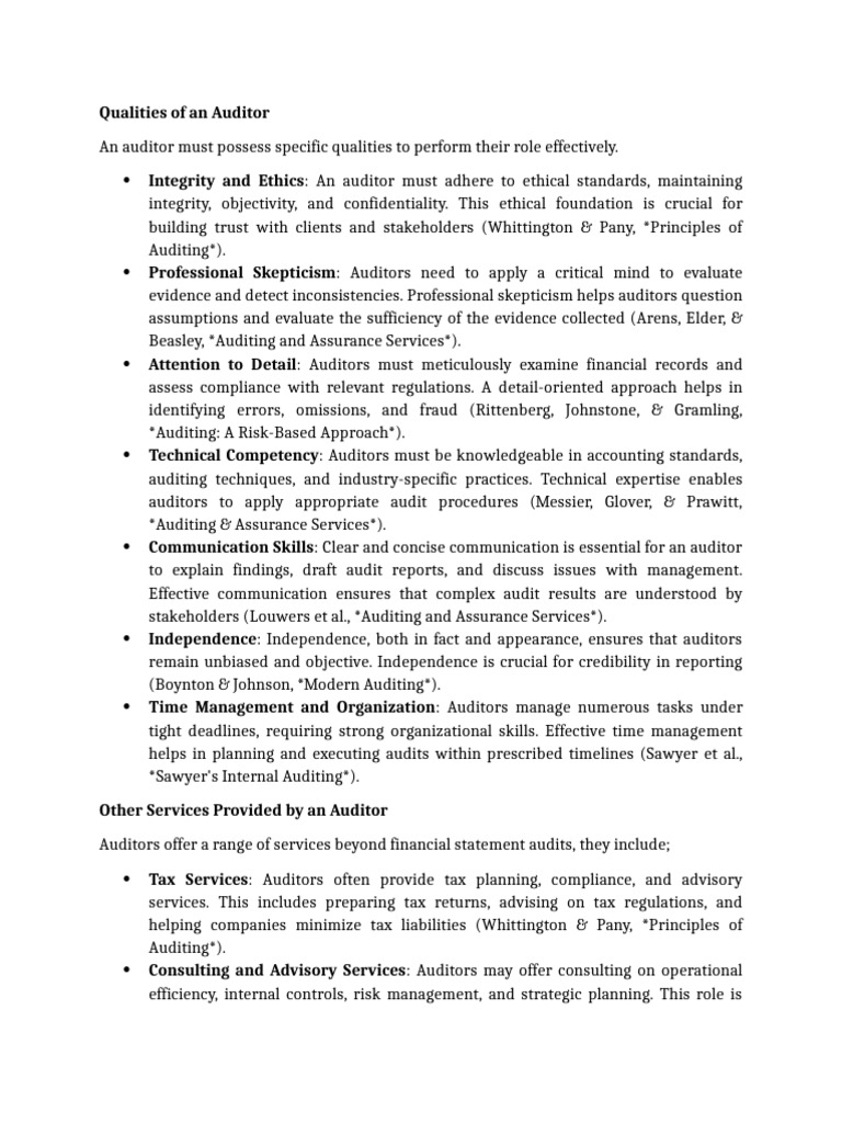 Qualities of An Auditor | PDF | Audit | Internal Audit