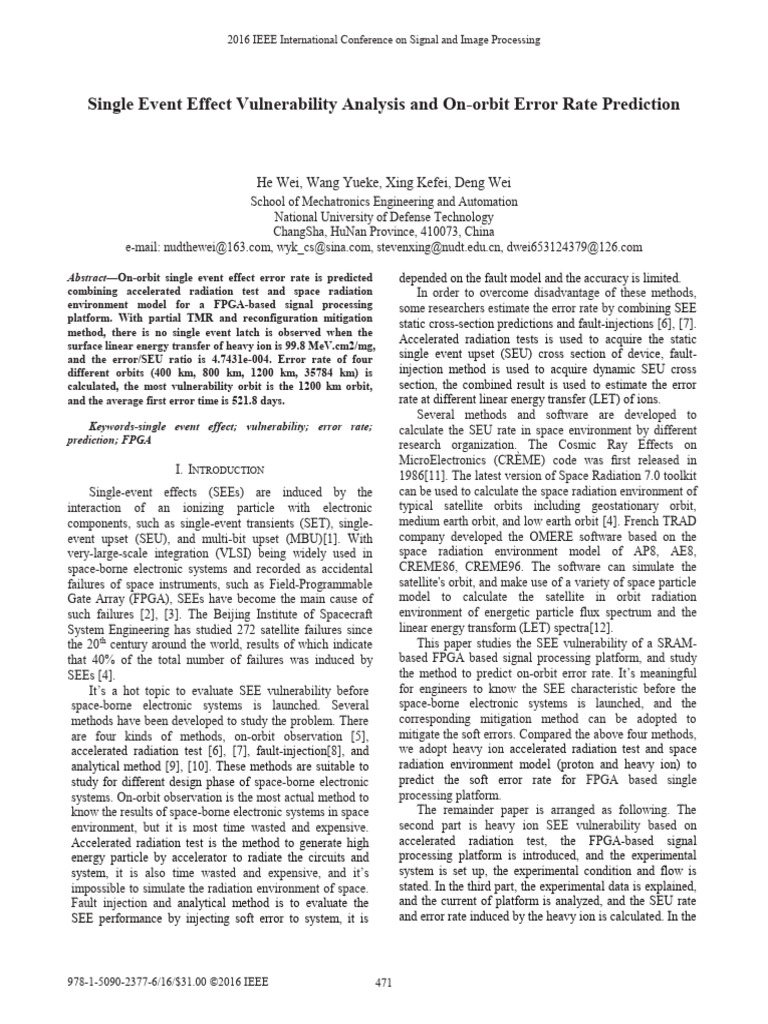 2016 Single - Event - Effect - Vulnerability - Analysis - and - On-Orbit - Error - Rate ...