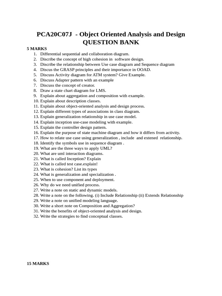 Ooad - Question Bank | PDF | Use Case | Unified Modeling Language