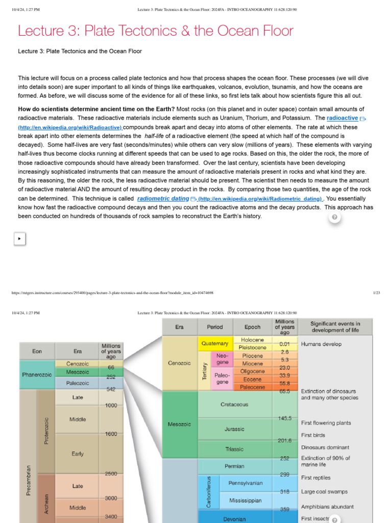 Lecture 3 - Plate Tectonics & The Ocean Floor - 2024FA - INTRO ...
