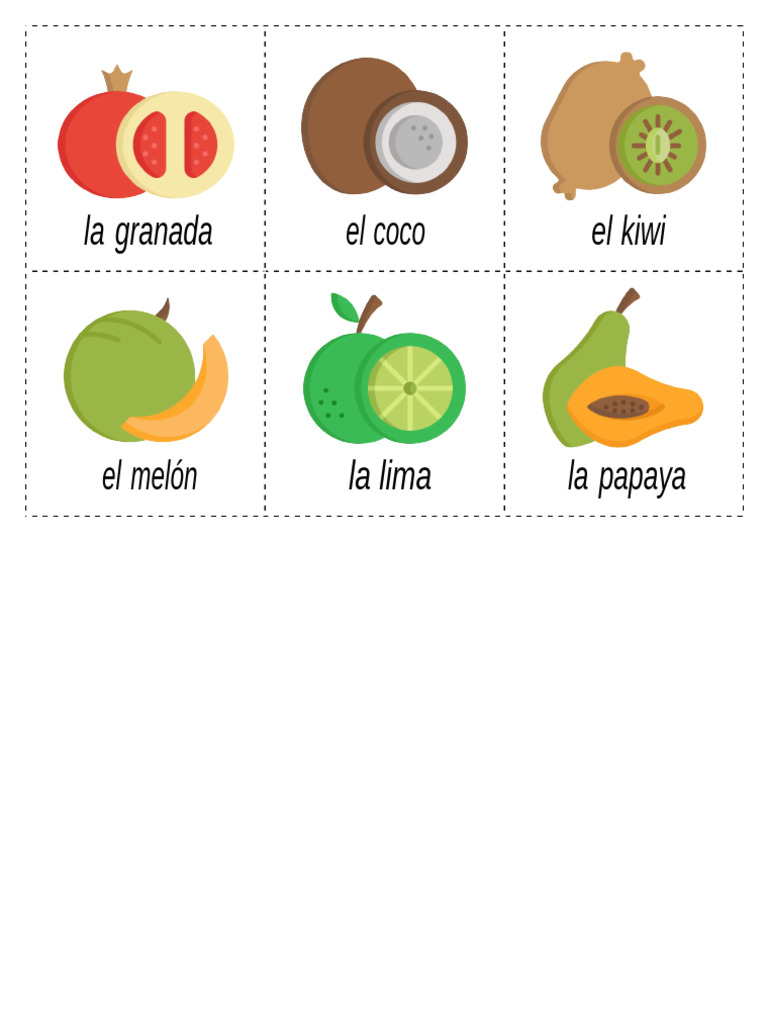Tarjetas Vocabulario Frutas | PDF