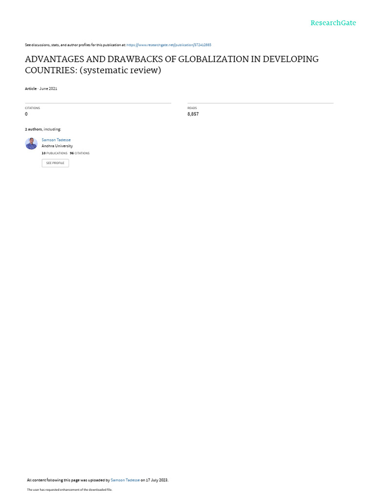 MyArticle Globalization | PDF | Globalization | Developing Country