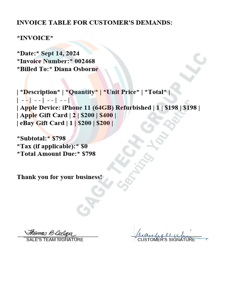 Customer' Demand Invoice | PDF | Business
