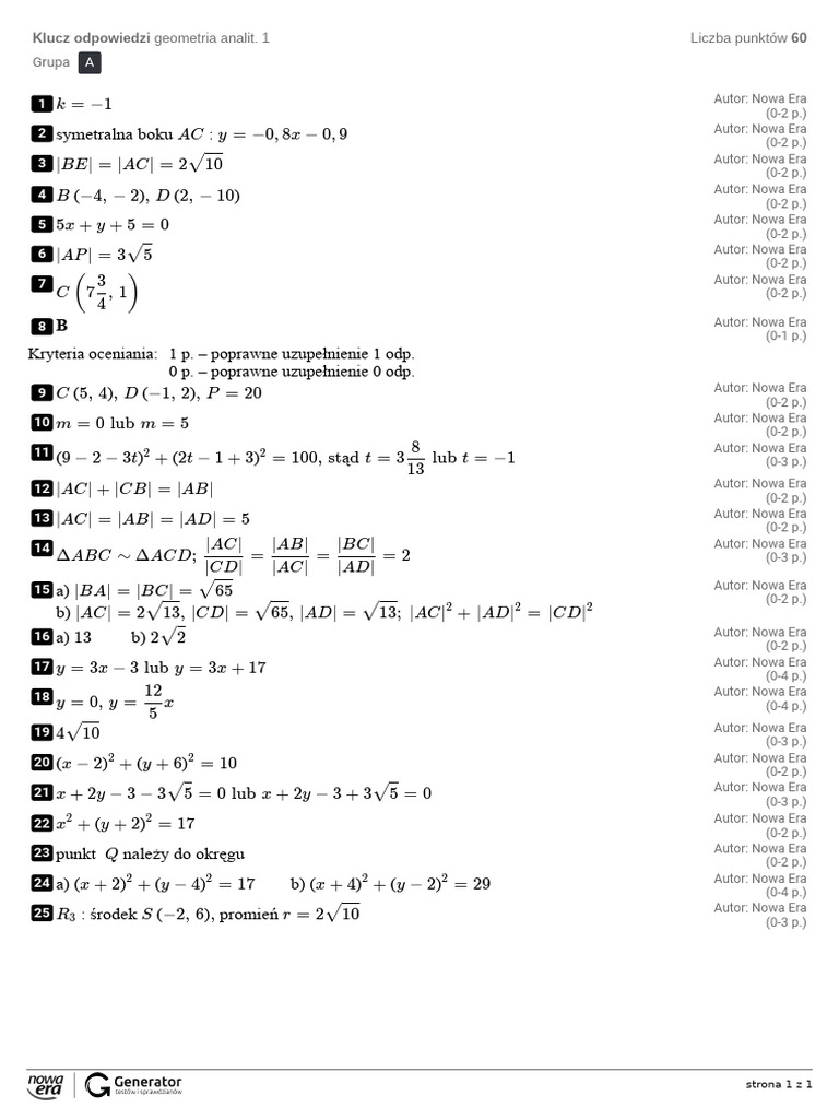 Geometria Anal 1 Powtórka Odp Pdf