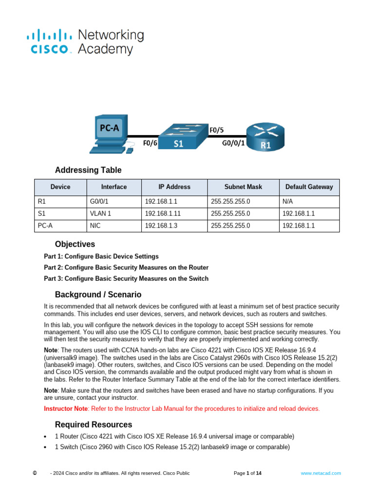 Lab 9 - Secure Network Devices | PDF | Computer Network | Secure Shell