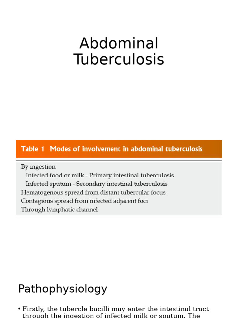 Pathophysiology of Abdominal Tuberculosis | PDF | Tuberculosis ...