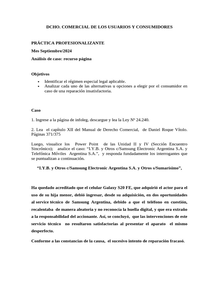 Práctica Profesionalizante Mes Septiembre 2024 Derecho Comercial ... Práctica Profesionalizante Mes Septiembre 2024 Derecho Comercial ...