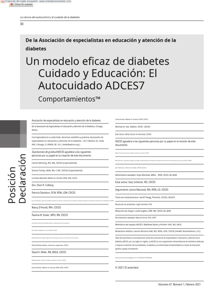 ADCES 7 Actualización 2021.en - Es | PDF | Diabetes | Comportamiento