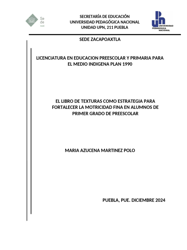 (2024) Portada y Portadilla Licenciatura UPN 211 | PDF