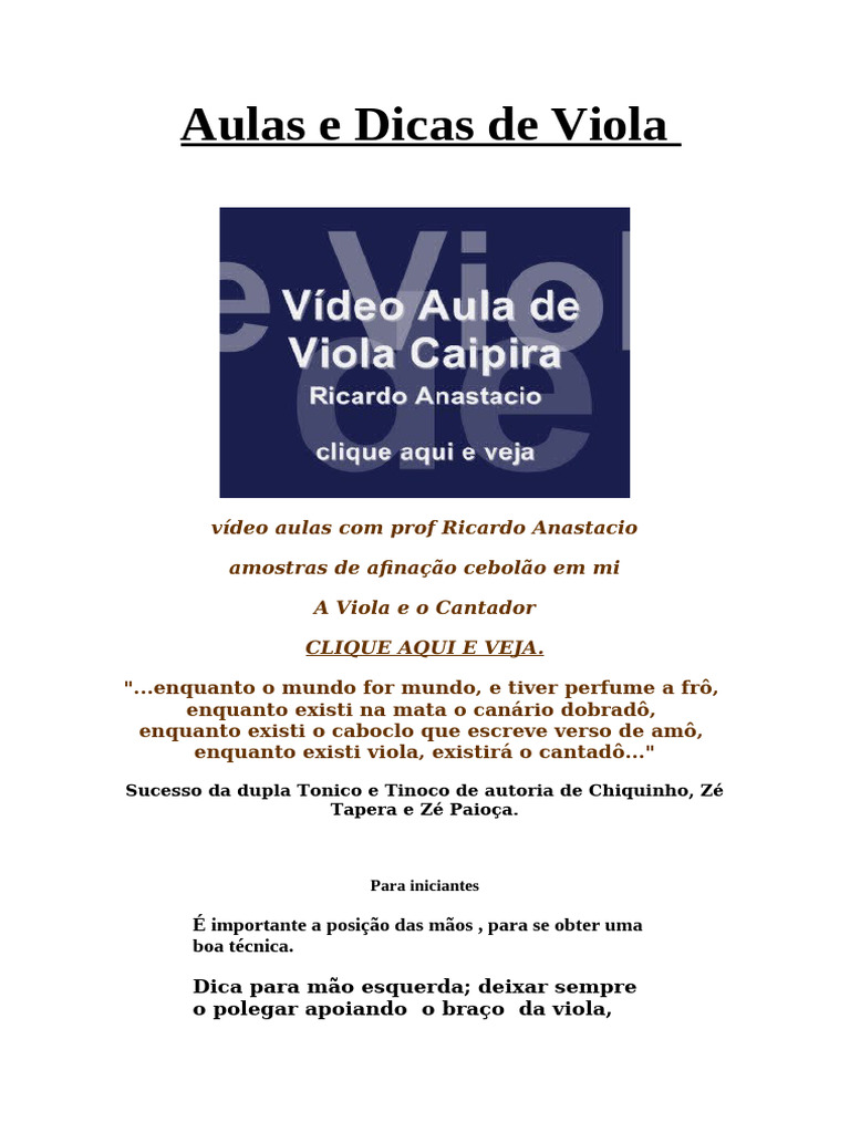 Aulas e Dicas de Viola | PDF