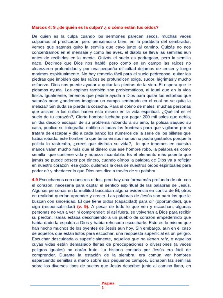 Marcos 4 | PDF | Moisés | Cristo (título)