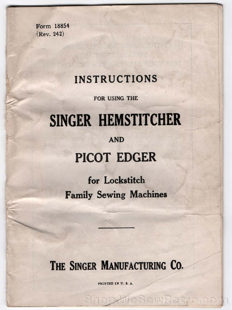 Singer Hemstitcher Instructions | PDF