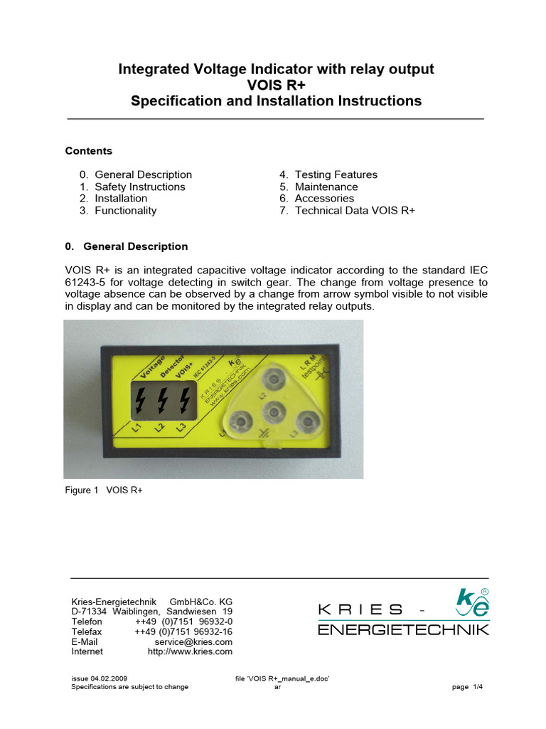 VOIS R+ - Manual - e | PDF | Capacitor | Relay