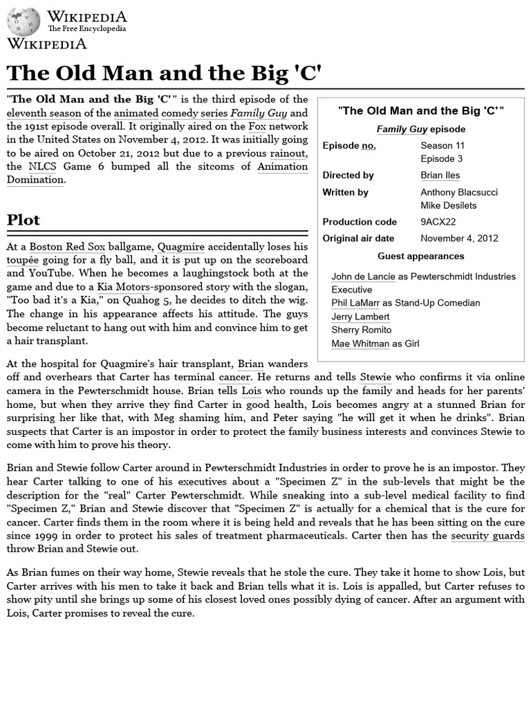The Old Man and The Big 'C' - Wikipedia | PDF | Television Series ...