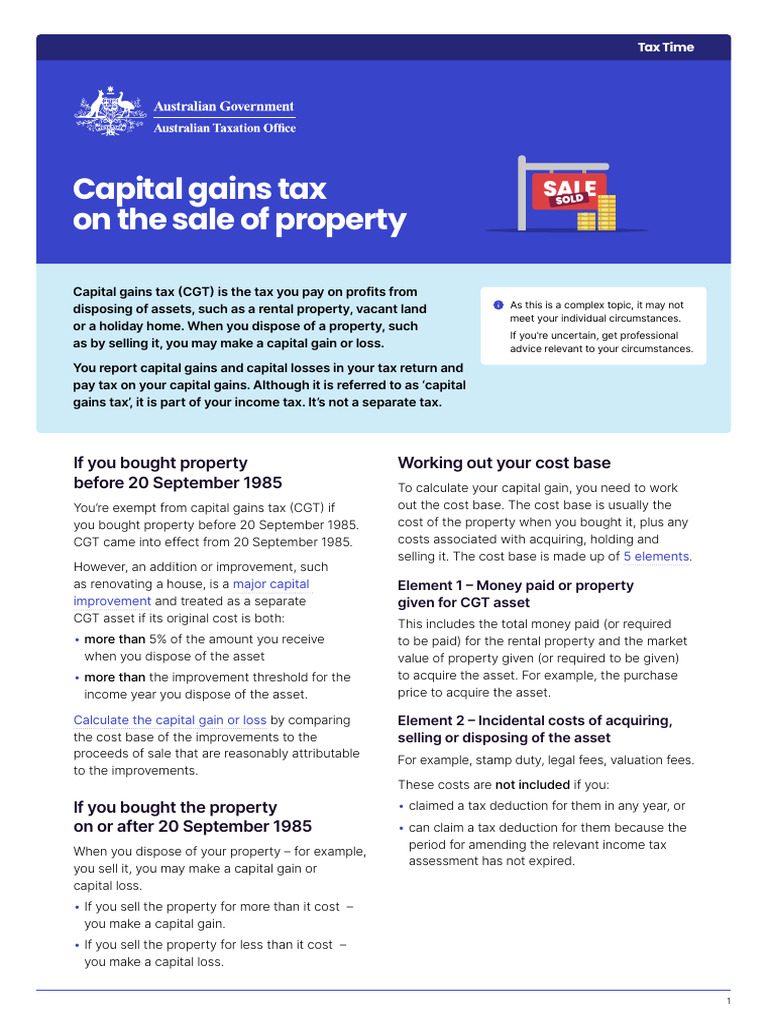 Capital Gains Tax on Property Sales | PDF | Capital Gain | Capital ...