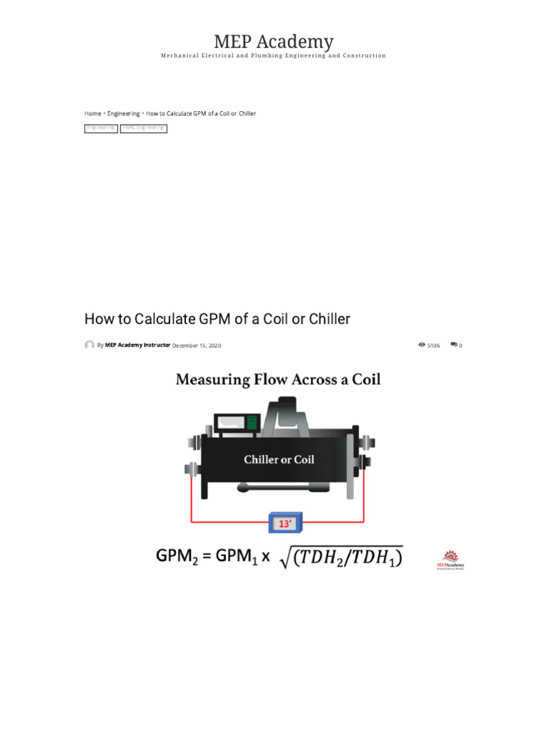 How To Calculate GPM of A Coil or Chiller - MEP Academy | PDF