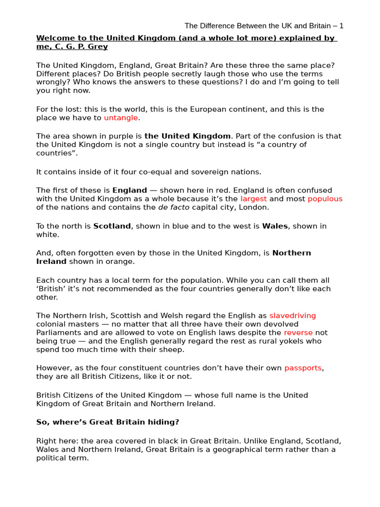 The Difference Between The UK... Script WITH GAPS | PDF | United ...