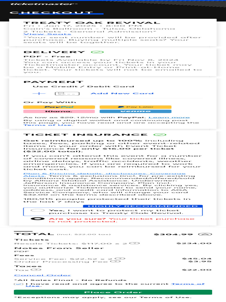 Ticketmaster Checkout | PDF