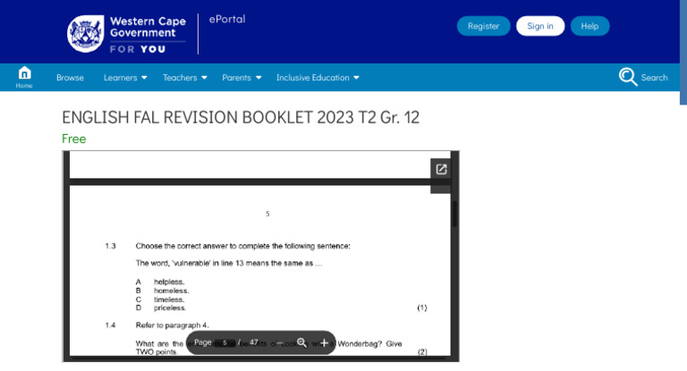 Gr. 12 English FAL Revision Guide | PDF