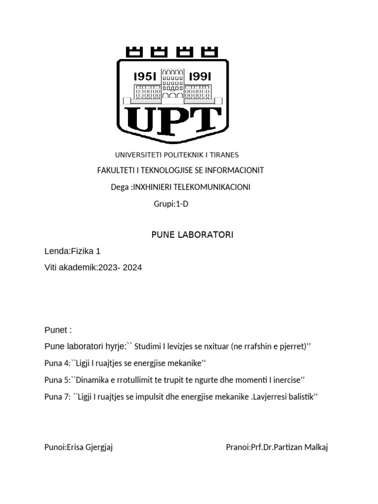 UNIVERSITETI POLITEKNIK I TIRANES (AutoRecovered) | PDF