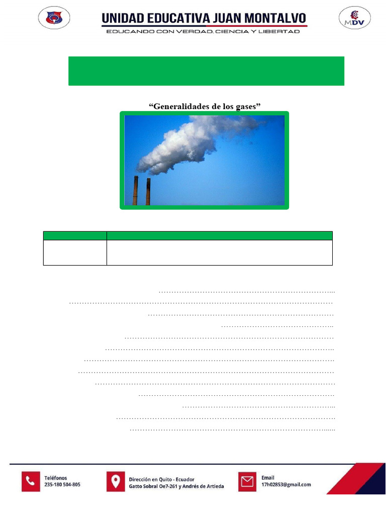 Guía Química - 2do BGU - U3 - S1 | PDF | Gases | Temperatura