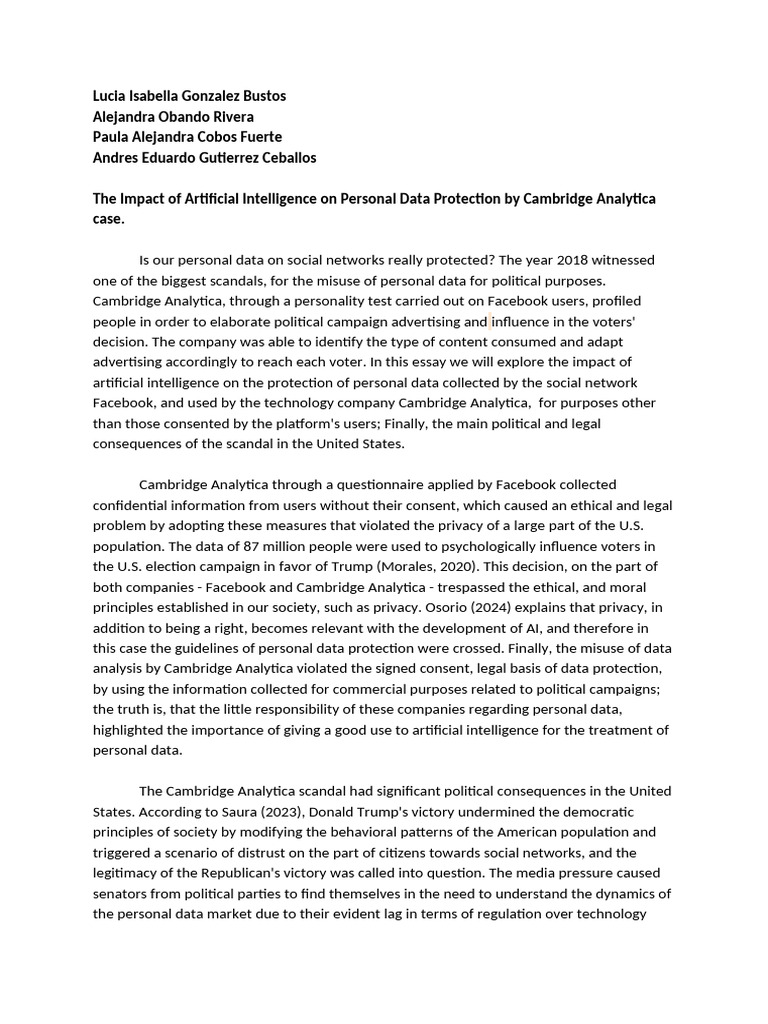 Essay The Impact of Artificial Intelligence On Personal Data Protection ...