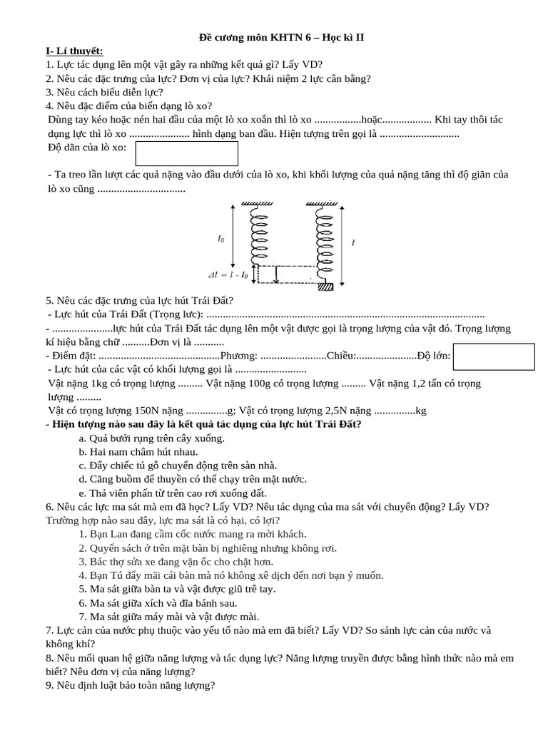 Đề cương HKII - KHTN 6 | PDF
