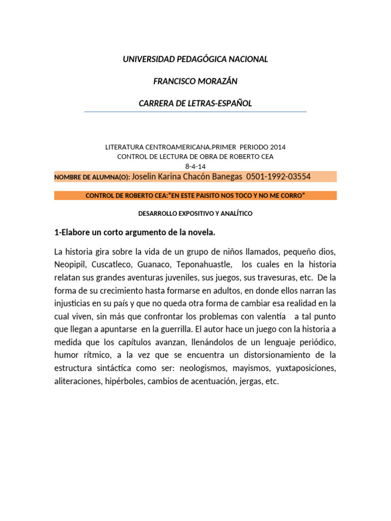 Control de Lectura de Roberto CEA | PDF | Infidelidad