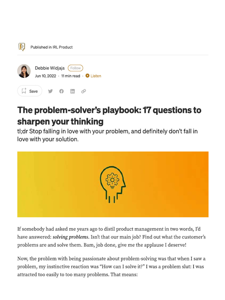Problem Solver Palybook | PDF