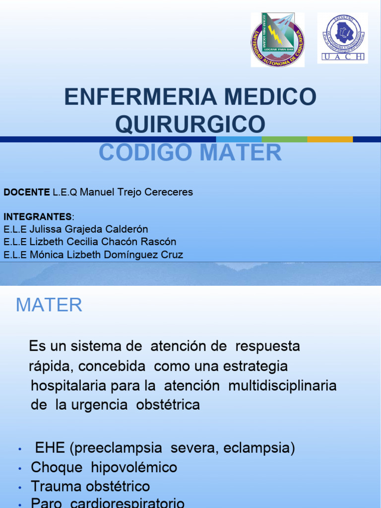 Código MATER: Urgencias Obstétricas | PDF | Enfermedades y trastornos ...