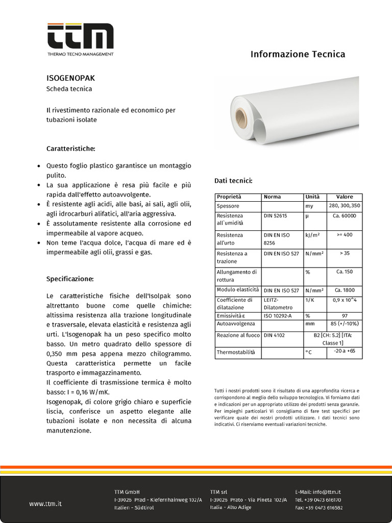 Isogenopak Scheda Tecnica | PDF