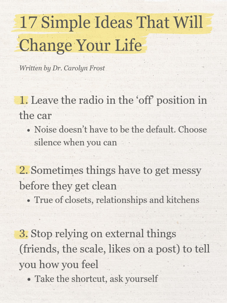 17 Simple Ideas To Change Your Life-1 | PDF