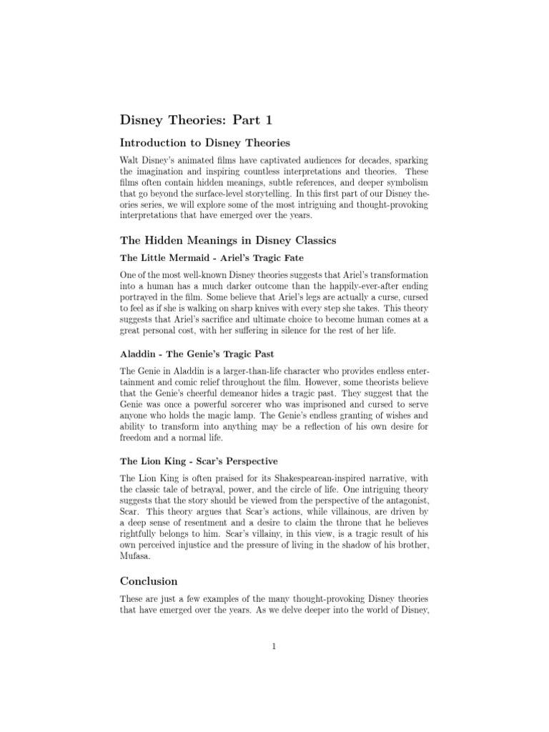 Disney Theories 1 | PDF | Walt Disney Animation Studios