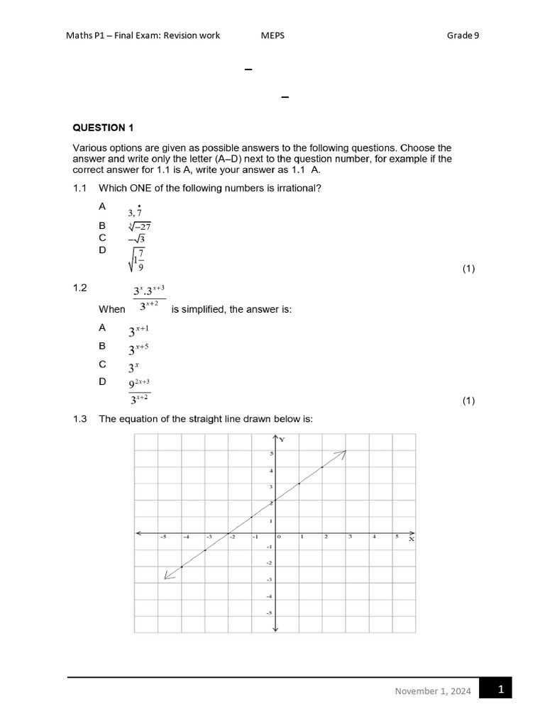 Grade 9 Final Examination 2024 Revisionwork | PDF | Data Collection | Schools