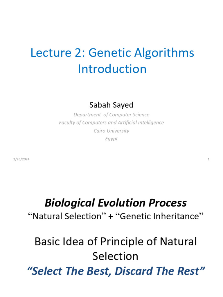 GA Lec2 GA Intro | PDF | Genetic Algorithm | Natural Selection
