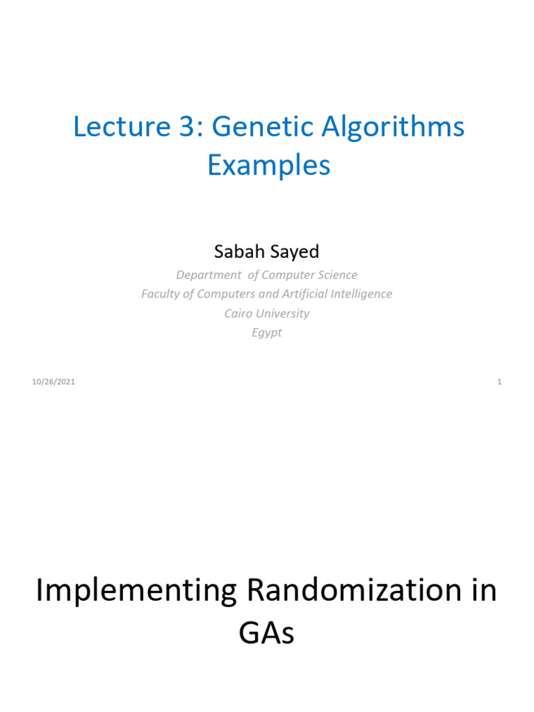 GA Lec3 GA Examples | PDF | Genetic Algorithm | Applied Mathematics