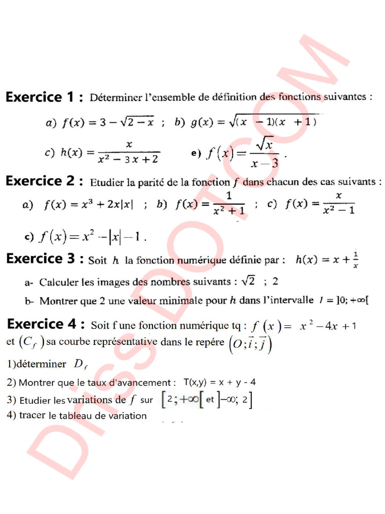 Généralité Sur Les Fonctions - 1 Bac '' Driss DOTCOM '' | PDF