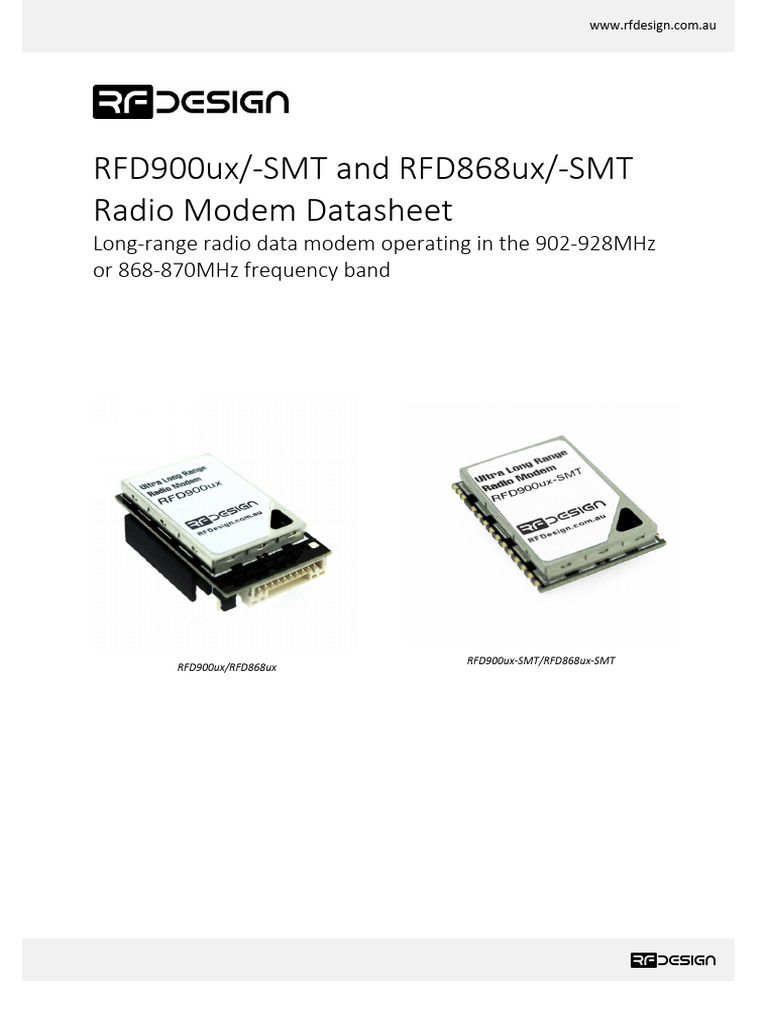 RFD900ux DataSheet v1.2 | PDF | Antenna (Radio) | Modem