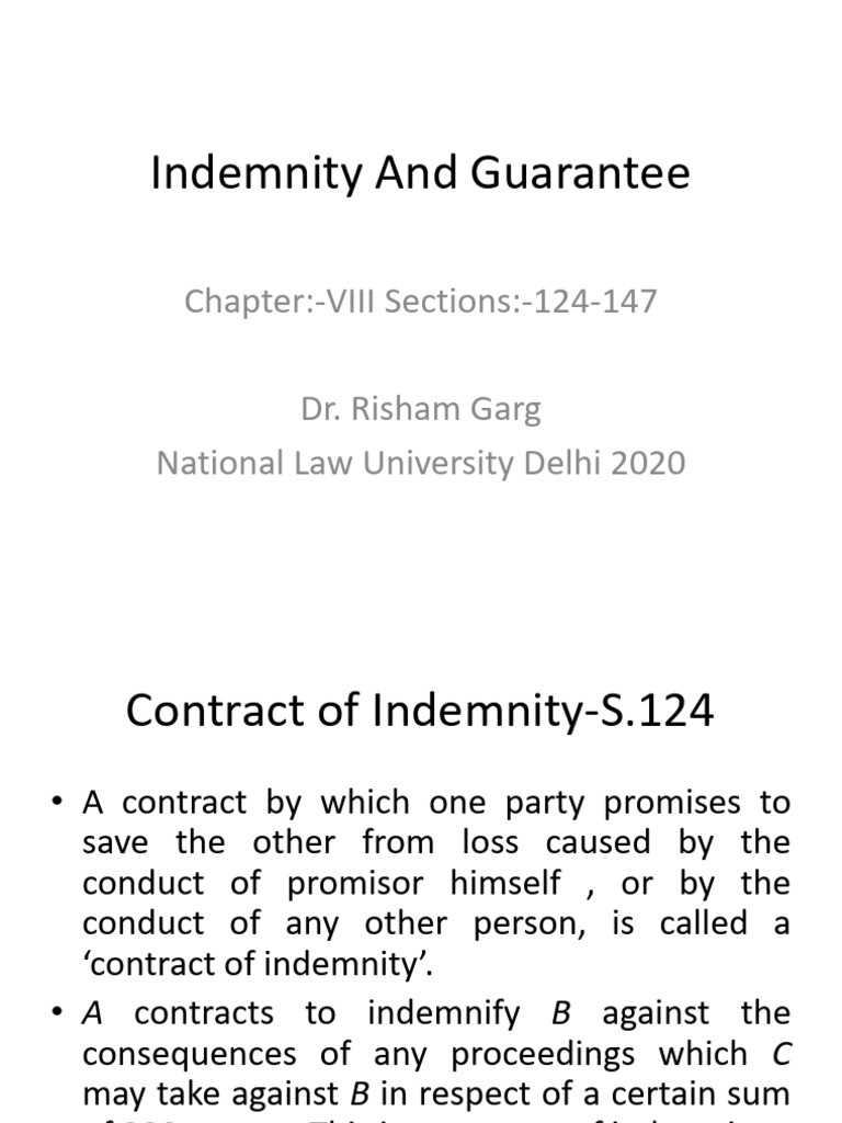 Understanding Indemnity and Guarantee | PDF | Indemnity | Guarantee