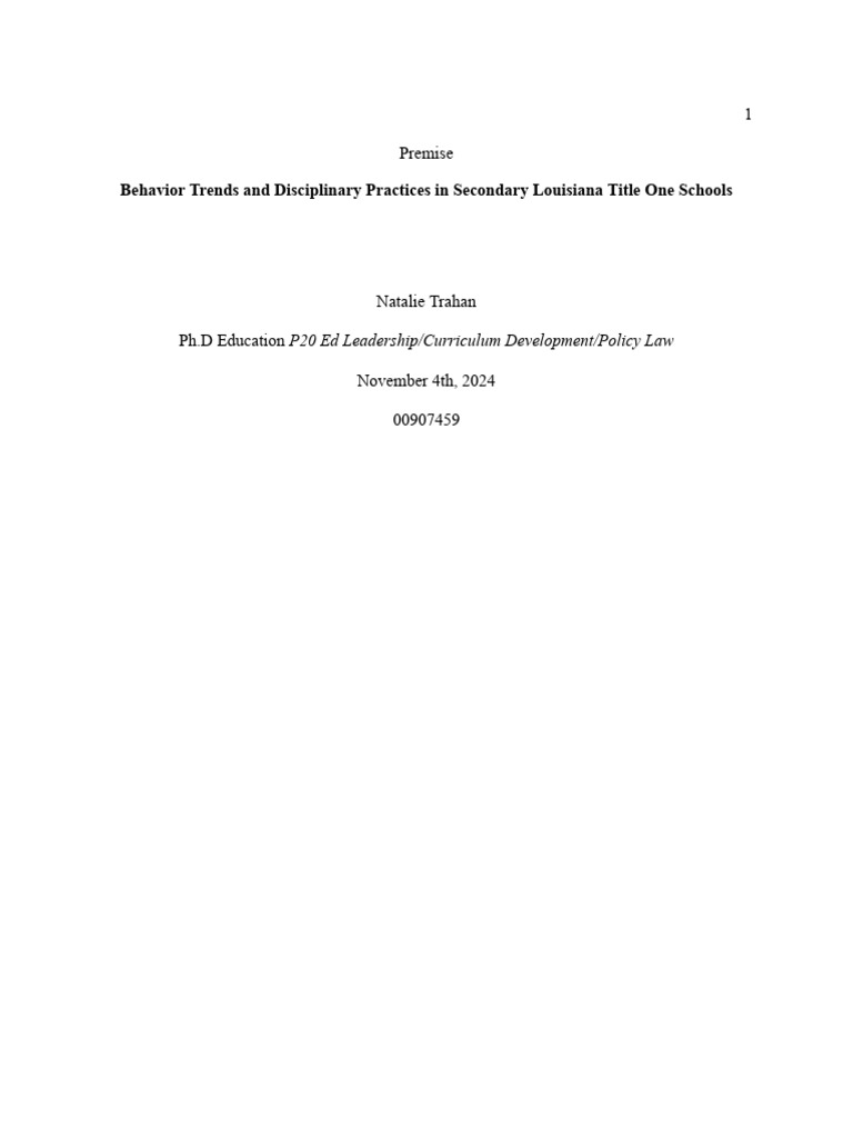 PHD Premise Template APA 7 | PDF | Disciplines | Socioeconomic Status